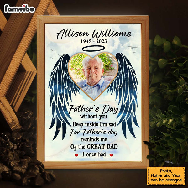 Personalized Memorial Dad Father's Day Photo Upload Picture Frame Ligh ...