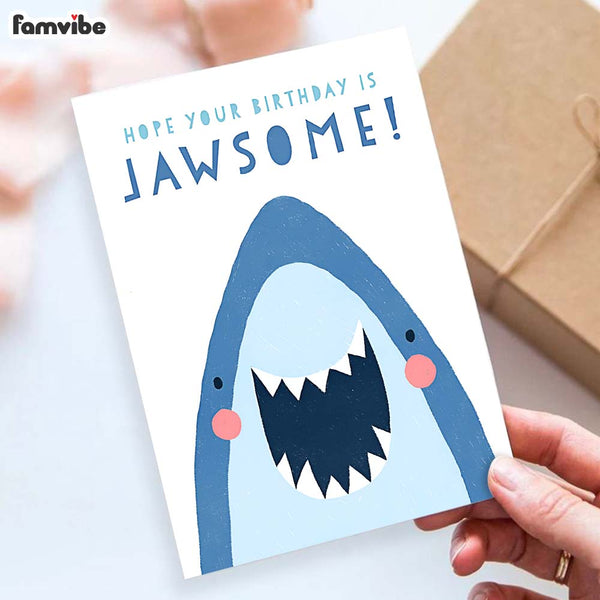 Cute Shark Birthday Greetings Card - Famvibe