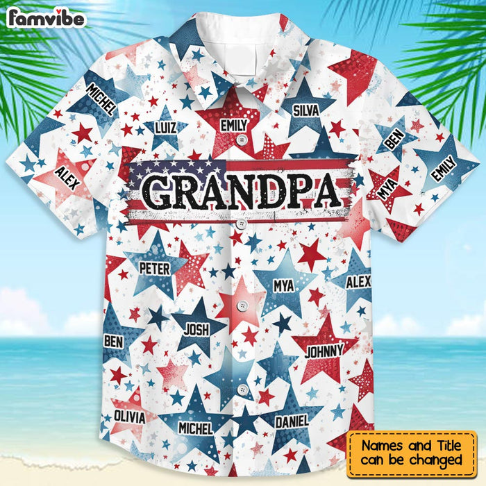 Personalized Gift For Grandpa USA Stars Grandkid Name Hawaiian Set 337 ...