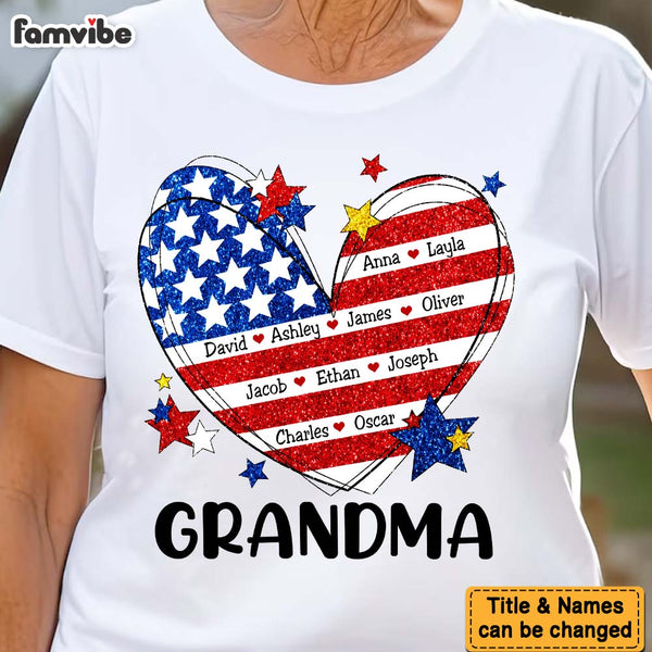 Personalized Gift For Grandma And Kids Heart America Flag Shirt - Hood ...