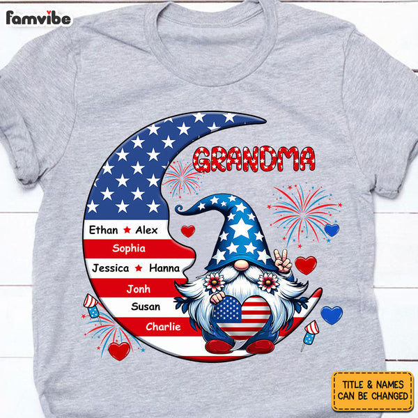 Personalized American Gnome Grandma Mom Sitting On Moon Shirt - Hoodie ...