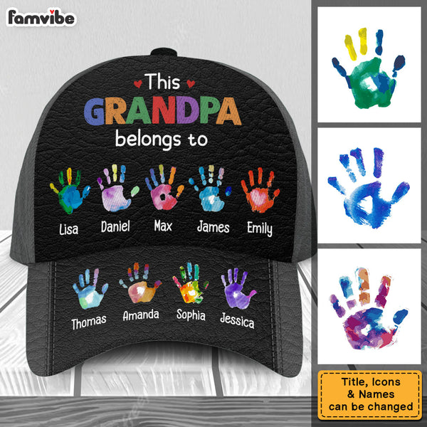 Personalized Gift For Grandpa This Grandpa Belongs To Handprints Cap 3 ...
