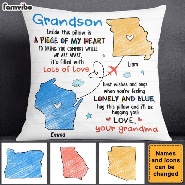 Personalized Long-Distance Grandson Gift: Hidden Inside This Pillow ...