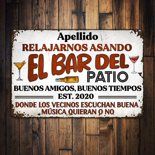 Personalized Backyard Bar Spanish Patio Metal Sign JL293 95O34 - Famvibe