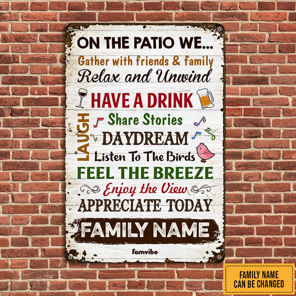 Family Paradise: Personalized 'On The Deck' Patio Metal Flag Sign - Famvibe