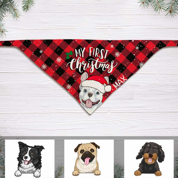 Personalized Dog First Christmas Bandana NB193 85O34 - Famvibe