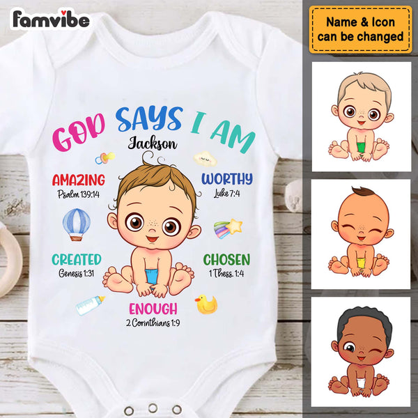 Personalized Gift For Baby God Says I Am Baby Onesie 31522 - Famvibe