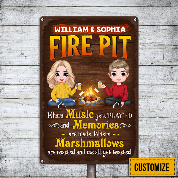 Personalized Outdoor Decor Fire Pit Metal Sign DB315 30O24 - Famvibe