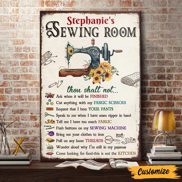 Personalized Indoor Decor Sewing Room Rules Poster JR38 81O47 - Famvibe