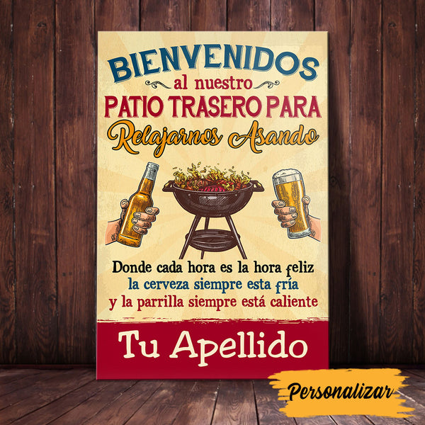 Personalized Family Backyard Chillin & Grillin Spanish Patio Poster DB ...
