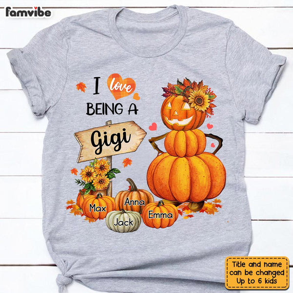 Custom Fall Grandma Pumpkin T-Shirt - Festive and Personalized - Famvibe