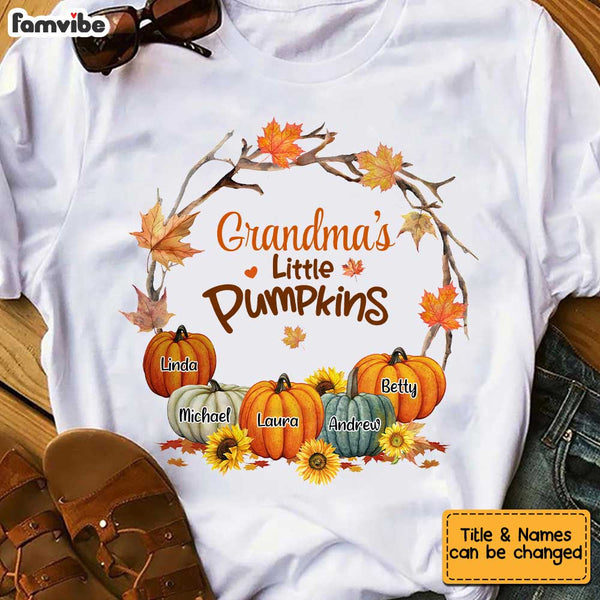 Adorable Grandma Little Pumpkins T-Shirt: Custom Fall Wreath Design ...