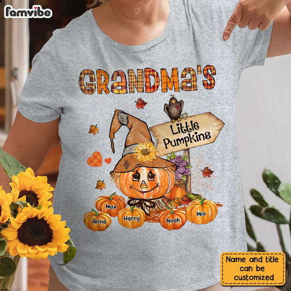 Personalized Grandma's Little Pumpkins Fall T Shirt AG266 32O28 - Famvibe