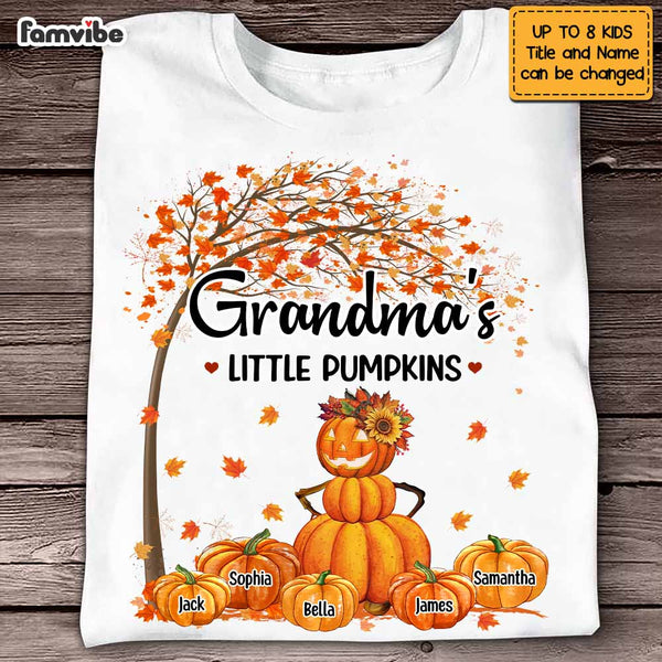 Personalized Grandma Pumpkins Fall Tree T Shirt AG304 32O47 - Famvibe