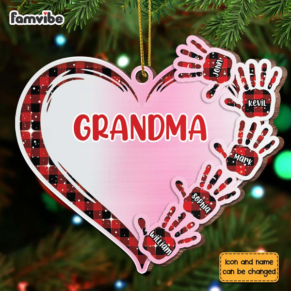 Personalized Grandma Love Heart Hand Print Ornament SB302 30O67 - Famvibe