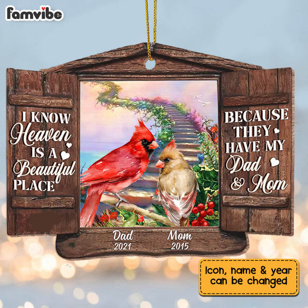 Personalized Memo Cardinal Heaven Is A Beautiful Place Ornament NB113 - Famvibe