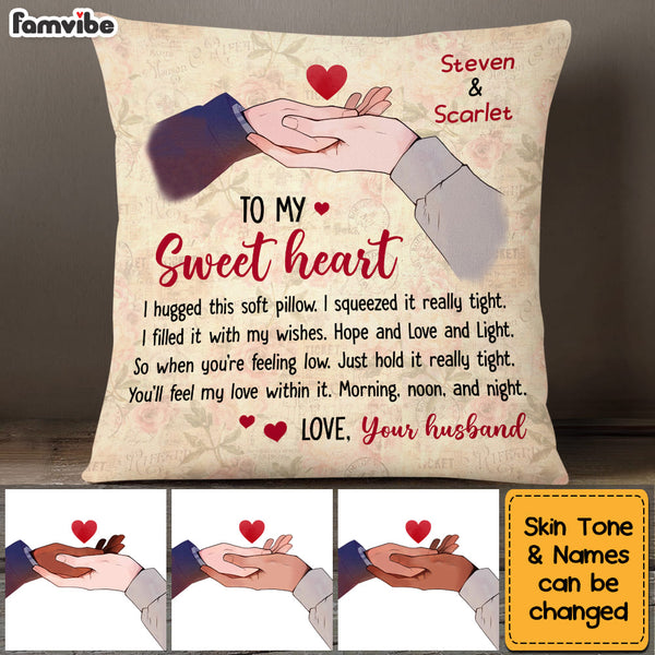Personalized Love Gift Couple Hands Hug This Pillow DB52 36O53 - Famvibe