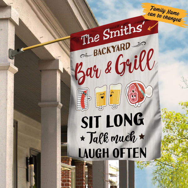 Personalized Backyard Bar And Grill Gardening Flag AG123 65O57 - Famvibe