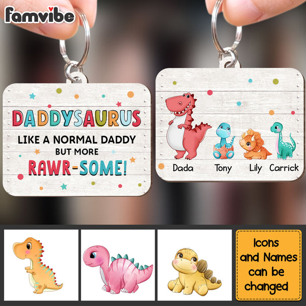 Personalized Daddysaurus Wood Keychain 25245 - Famvibe