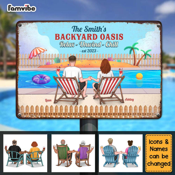 Personalized Backyard Oasis Metal Sign 25654 - Famvibe