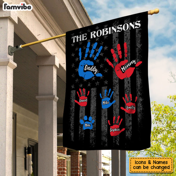 Personalized Gift For Family Hand Print Flag 25828 - Famvibe