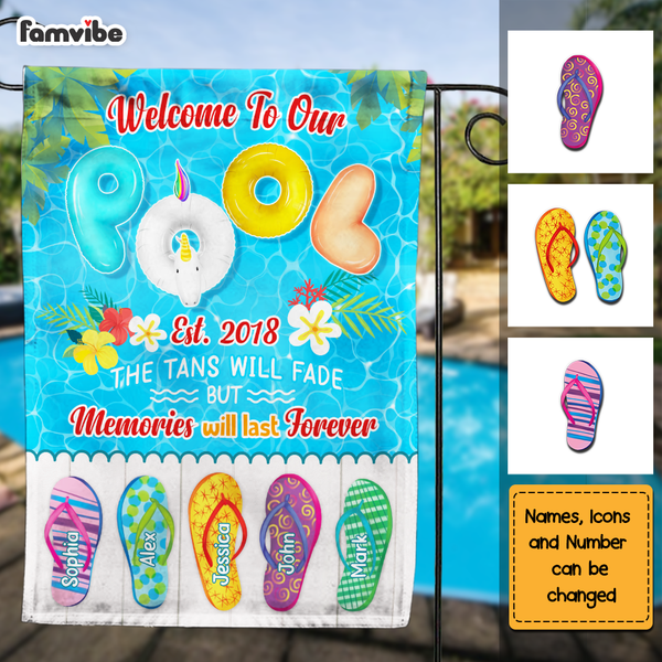 Personalized Welcome To Our Pool Est Flag 26108 - Famvibe
