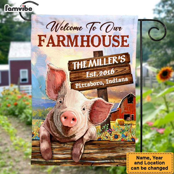 Personalized Gift For Family Welcome To Our Farmhouse Flag 26346 - Famvibe