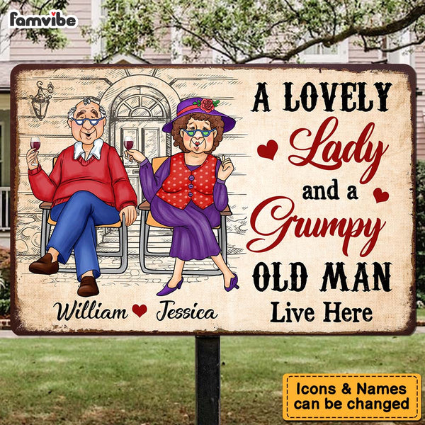 Personalized Couple Metal Sign: Lovely Lady & Grumpy Old Man Gift - Famvibe