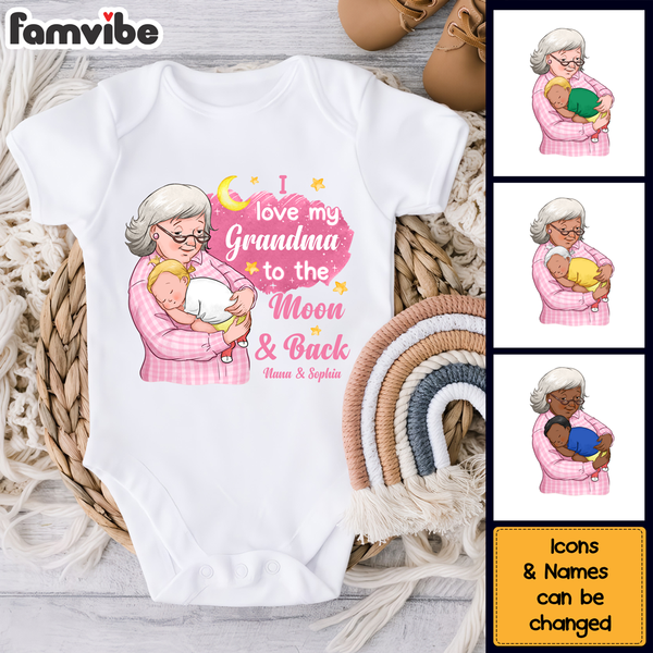 Personalized Gift For Baby Love Grandma To The Moon And Back Baby Ones ...