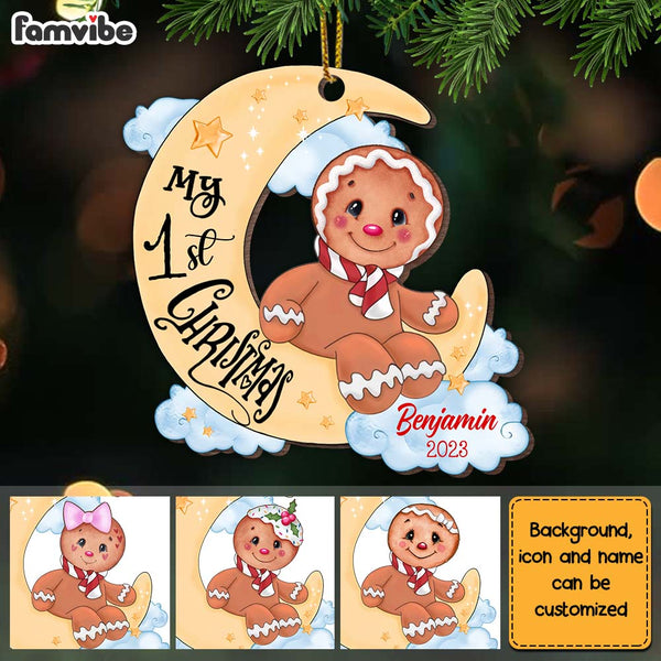 Personalized Ginger Cookie Baby And Moon First Christmas Ornament 2836 ...