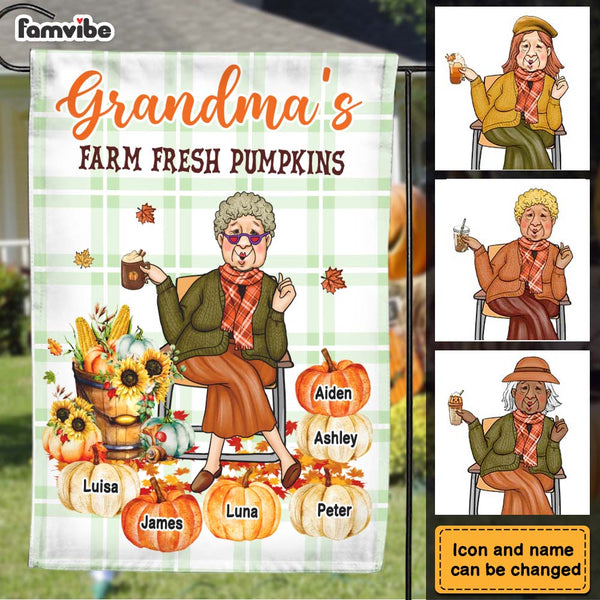 Personalized Fall Season Gift Grandma's Farm Fresh Pumpkin Flag 28497 ...