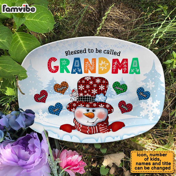 Personalized Blessed To Be Called Grandma Plate 28680 - Famvibe