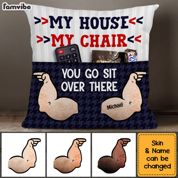 Personalized Gift for Papa Grandpa: My House My Chair Pocket Pillow ...