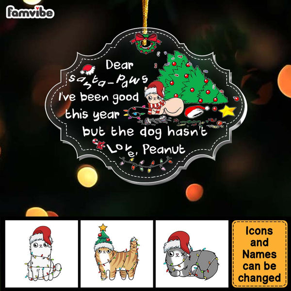 Personalized Gift For Cat Lovers: Dear Santa-paws Ornament - Famvibe