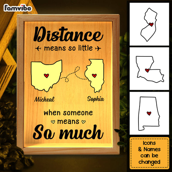 Personalized Gift For Long Distance State Map Picture Frame Light Box ...