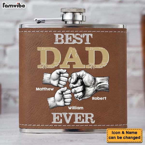 Personalized Father's Day Gift Dad's First Bump Leather Hip Flask 3224 ...