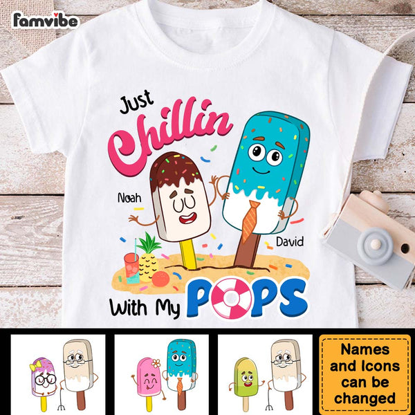 Personalized Chillin' With My Pops Kid T-shirt - Famvibe