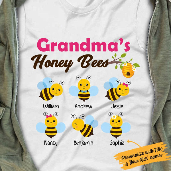 Personalized Grandma Honey Bees White T Shirt JN175 85O53 - Famvibe