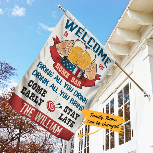 Personalized Backyard Home Bar Flag AG102 95O58 - Famvibe