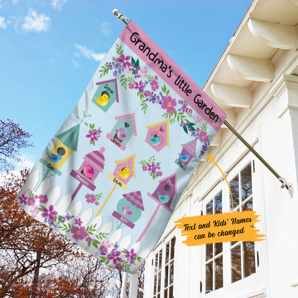 Personalized Grandma Little Bird Gardening Garden Flag JL74 95O58 - Famvibe