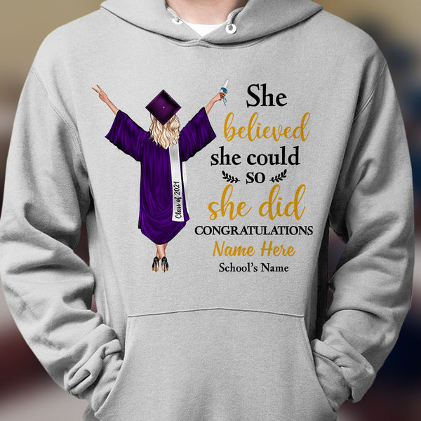 Personalized Graduation Girl Hoodie: Celebrate Daughter Achievement ...