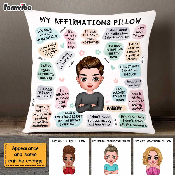 Custom Mental Health Affirmations Pillow - Support Your Daughter - Famvibe